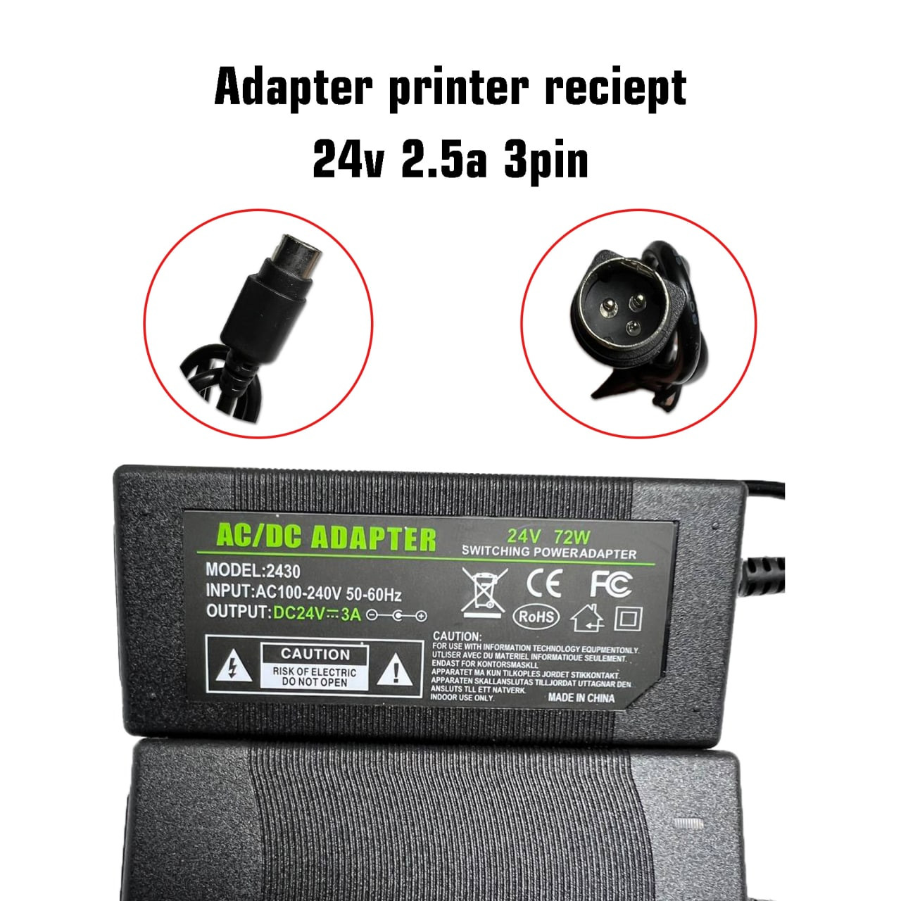 Adapter Printer-Reciept 24V 2.5A 3Pin price $12.00 in Mittakpheap ...