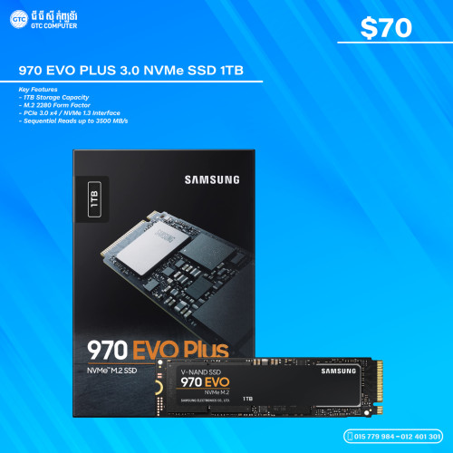 970 EVO PLUS 3 0 NVMe SSD 1TB Price 70 00 In Veal Vong Cambodia GTC 970-evo-plus-3-0-nvme-ssd-1tb-price-70-00-in-veal-vong-cambodia-gtc