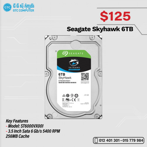 Seagate Skyhawk Hard disk 6TB Price $125.00 in Veal Vong, Cambodia ... Seagate Skyhawk Hard disk 6TB Price $125.00 in Veal Vong, Cambodia ...
