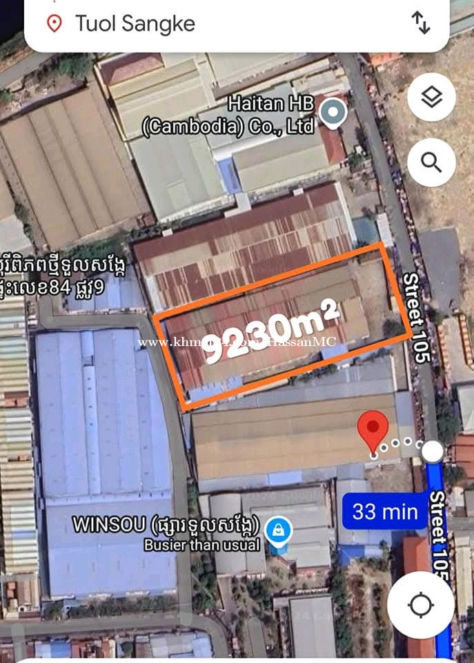 ដីមានឃ្លាំងស្រាប់ រោងចក្រសហគ្រាសផ្សារជុំវិញ price $1200.00 in Tuol Sangkae 1, Ruessei Kaev ...