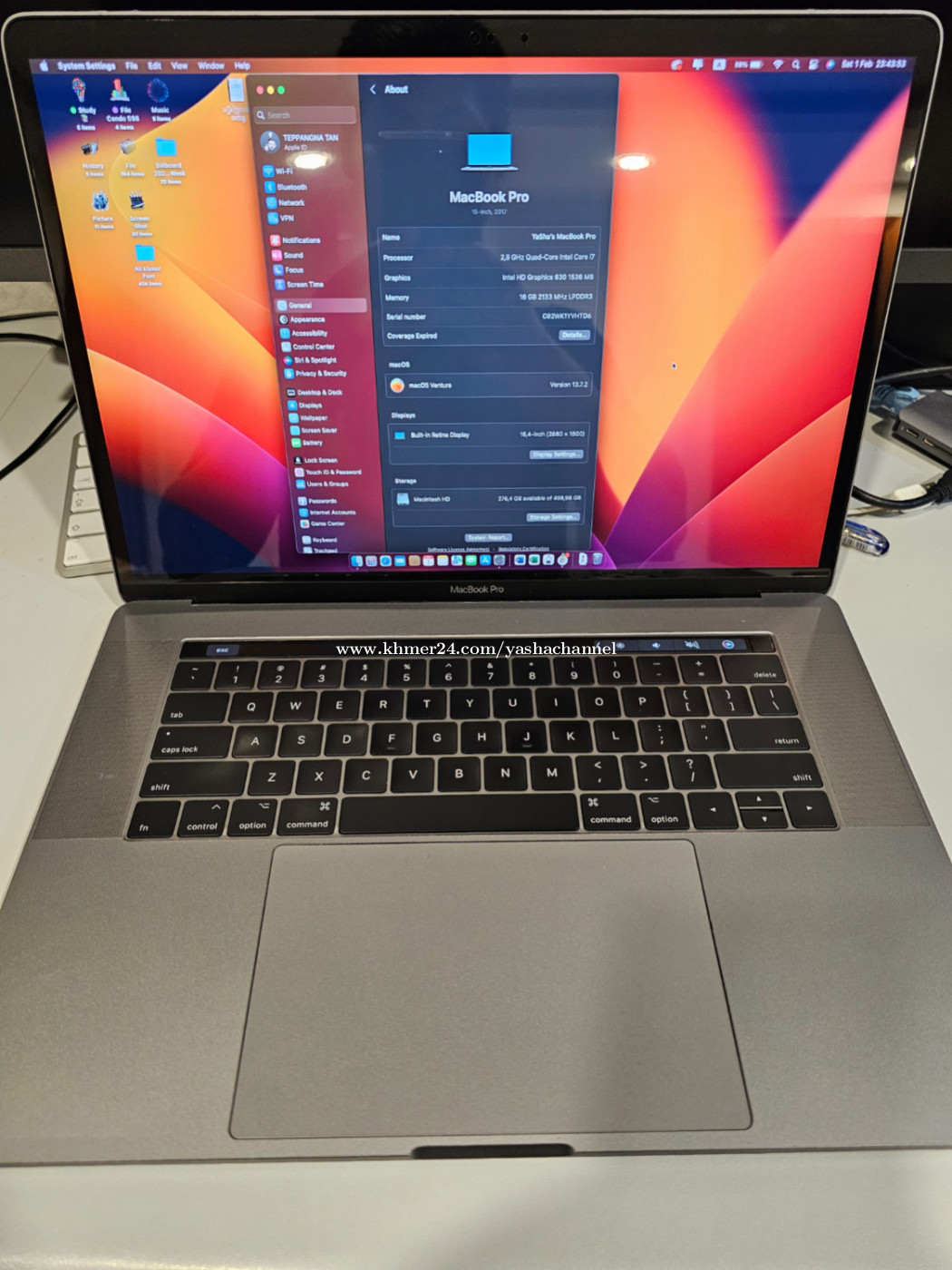 Macbook Pro 15,4" 2018(ម្ចាស់ផ្ទាល់) price $630 in Tuol Sangkae 2, Ruessei Kaev, Phnom Penh ...