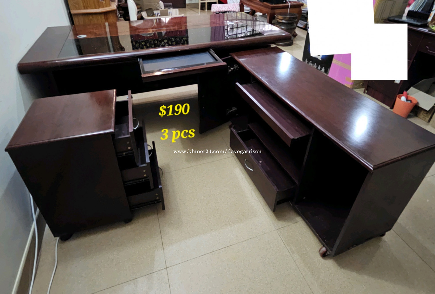 RUSH SALE Office desk set 190 3 pcs in a set price 190.00 in Chrouy Changva Chrouy Changva Phnom Penh Cambodia Narven Garrison Khmer24