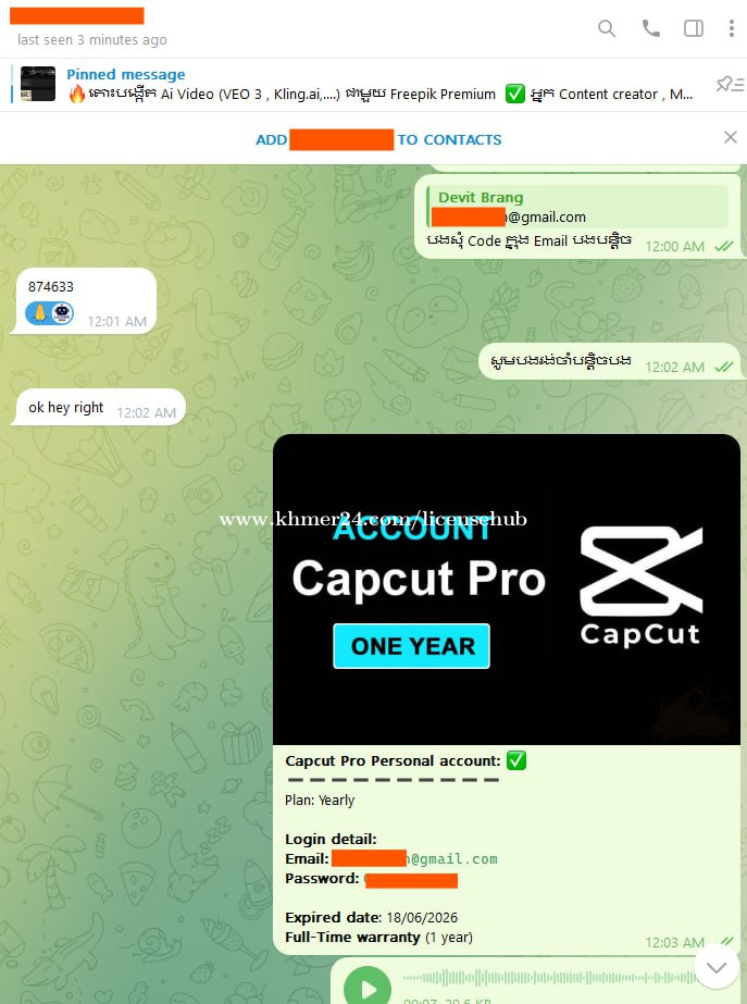 Capcut Pro - Owner mail 1month price $2.9499999999999993 in Ta Khmau ...