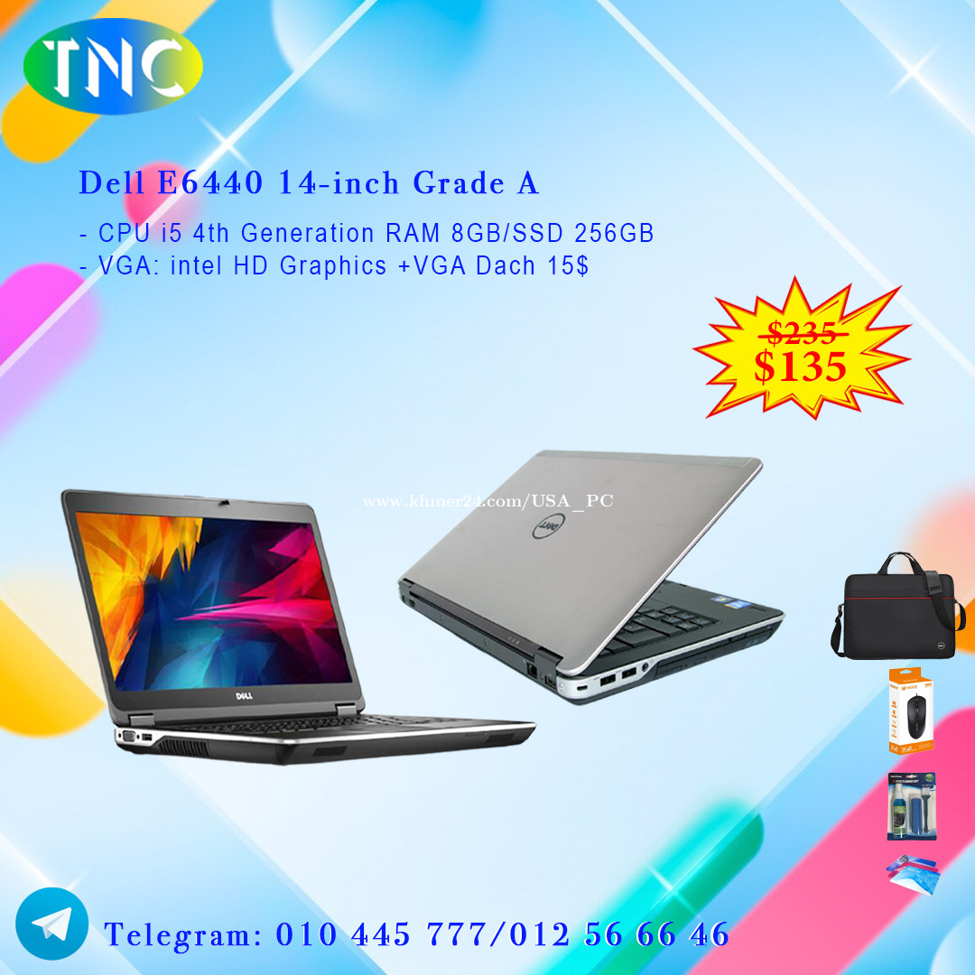 Dell E6440 14-inch Grade A CPU i5 4th Generation RAM 8GB/SSD 256GB + VGA Dach 15$ price $135 in ...
