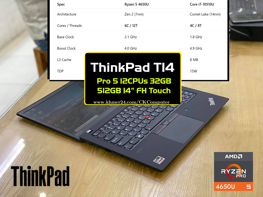 ThinkPad T14 Gen 1 (AMD Pro) $399 - 32GB 512GB 14" FHD Touch, Backlit ...