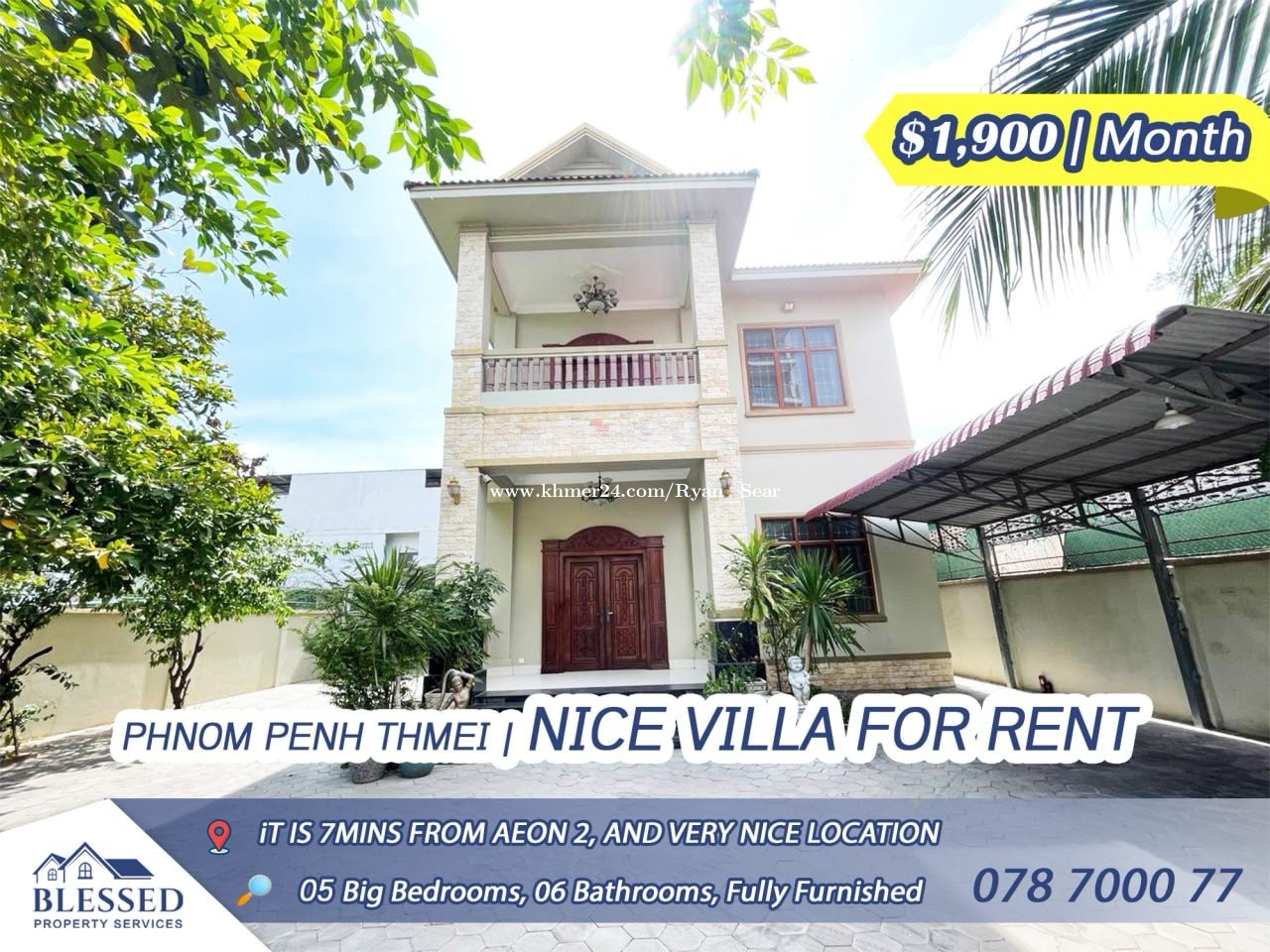 🏠 SENSOK, PHNOM PENH THMEI 🏠 NICE VILLA FOR RENT💲 Price: $1,900 per month price $1900.00 in ...