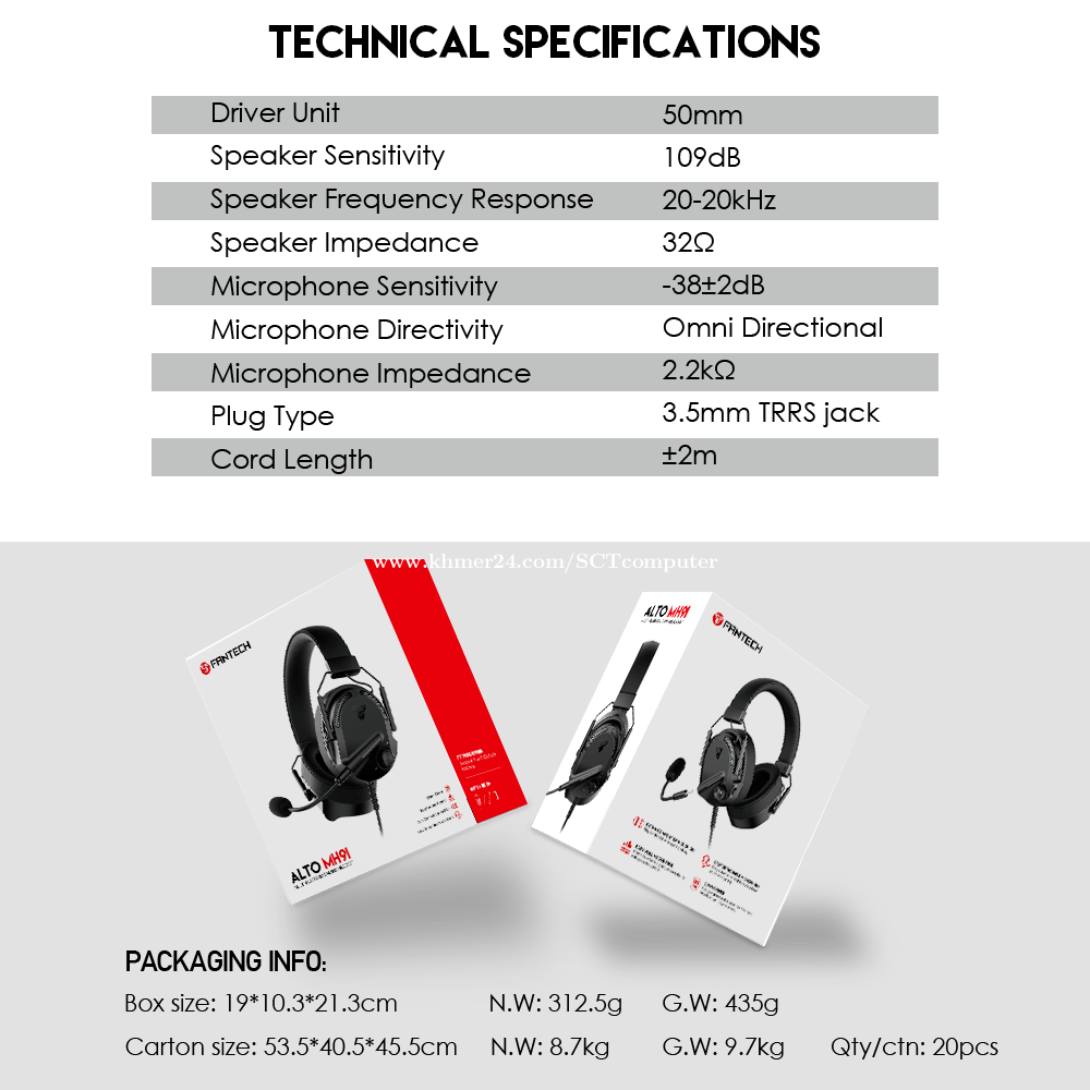 Fantech MH91 ALTO Gaming Headset 3.5mm Jack price $35.00 in Stueng Mean ...
