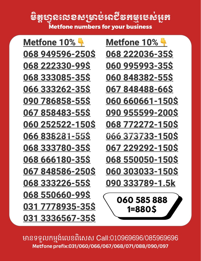 Metfone for your business price $35.00 in Chaom Chau 1, Por Senchey ...