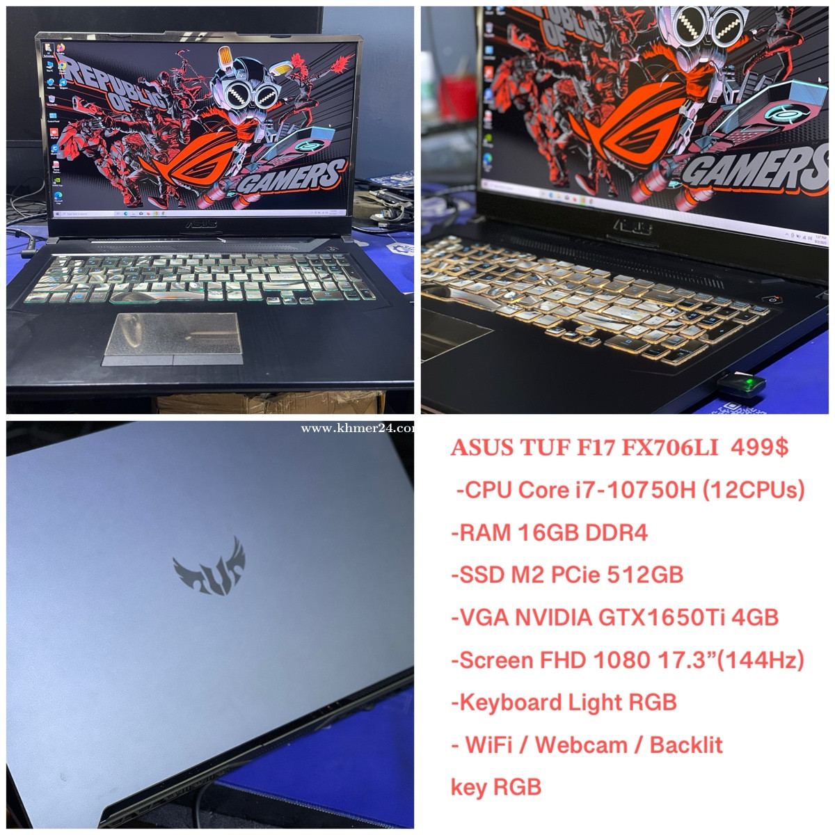 Laptop Gaming price $425.00 in Tuol Sangkae 1, Ruessei Kaev, Phnom Penh ...