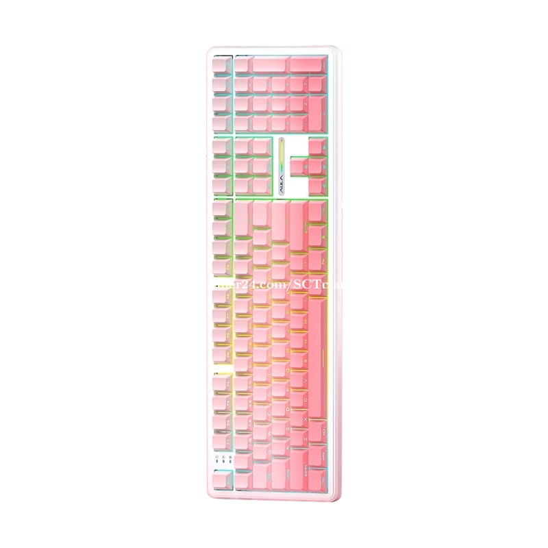Aula F108 White X Pink Mechanical Keyboard Three Mode price $65.00 in ...