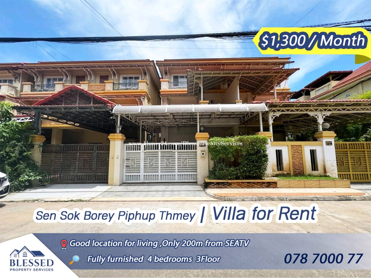 Sen Sok, Borey Piphup Thmey🏡 Villa for Rent 🏡 price $1300.00 in Ou Baek ...