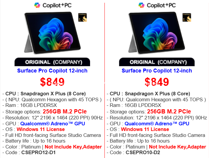 Surface Pro Copilot 12-inch price $849 in Mittakpheap, Prampir ...