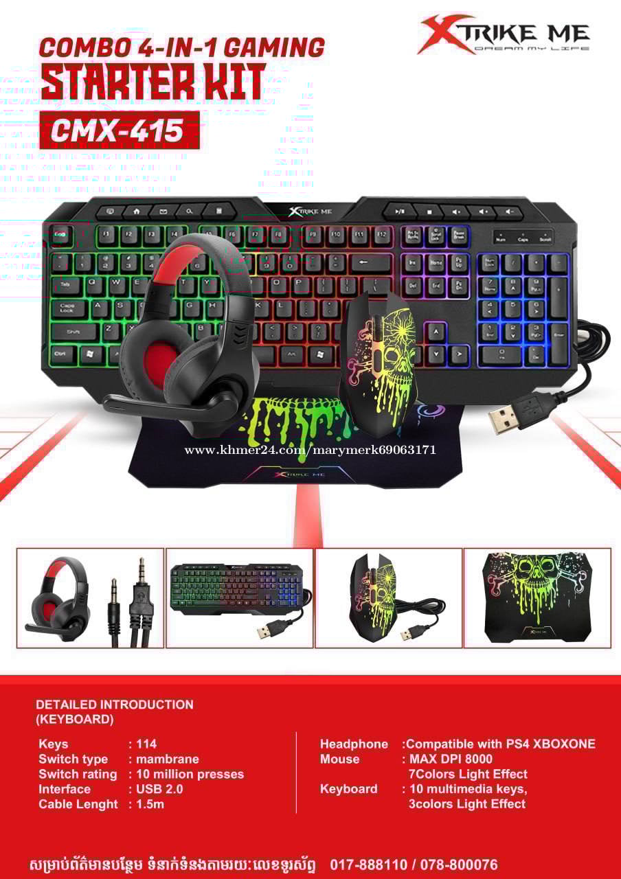 Gaming Combo Set Keyboard x Mouse x Headphone x Mouse Pad price $34.00 ...