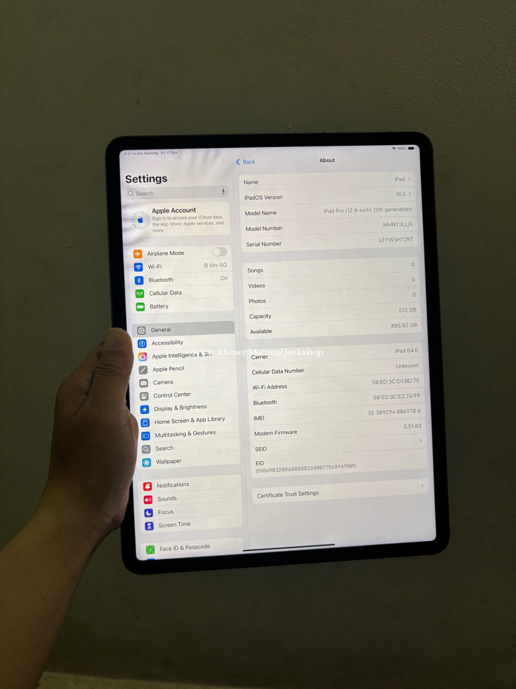 Sell iPad Pro M1 (12.9-inch 5th generation ) 512g Sim+Wifi Scan 98.9% ...