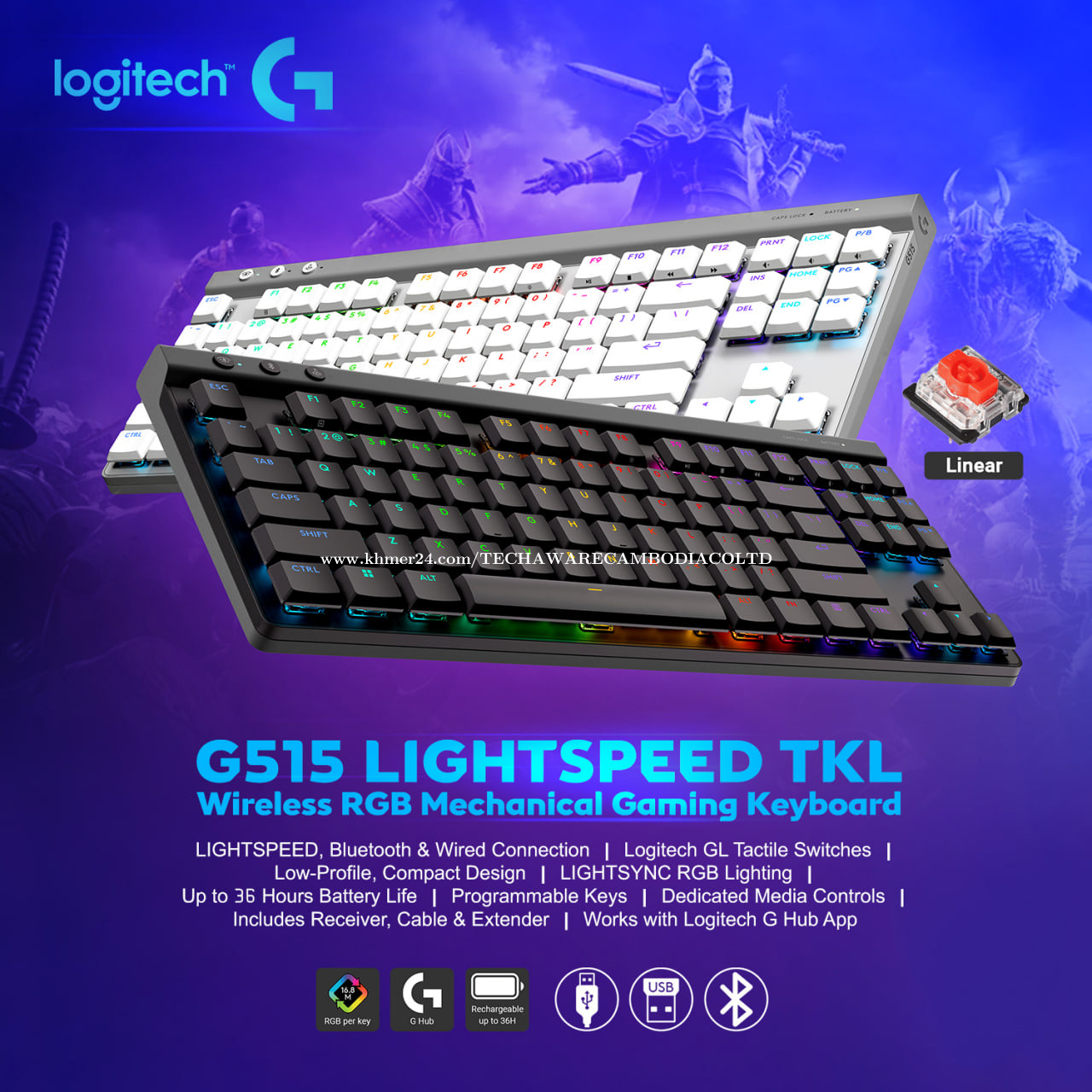 Logitech G G515 LIGHTSPEED TKL Wireless Gaming Keyboard - BLACK (920 ...