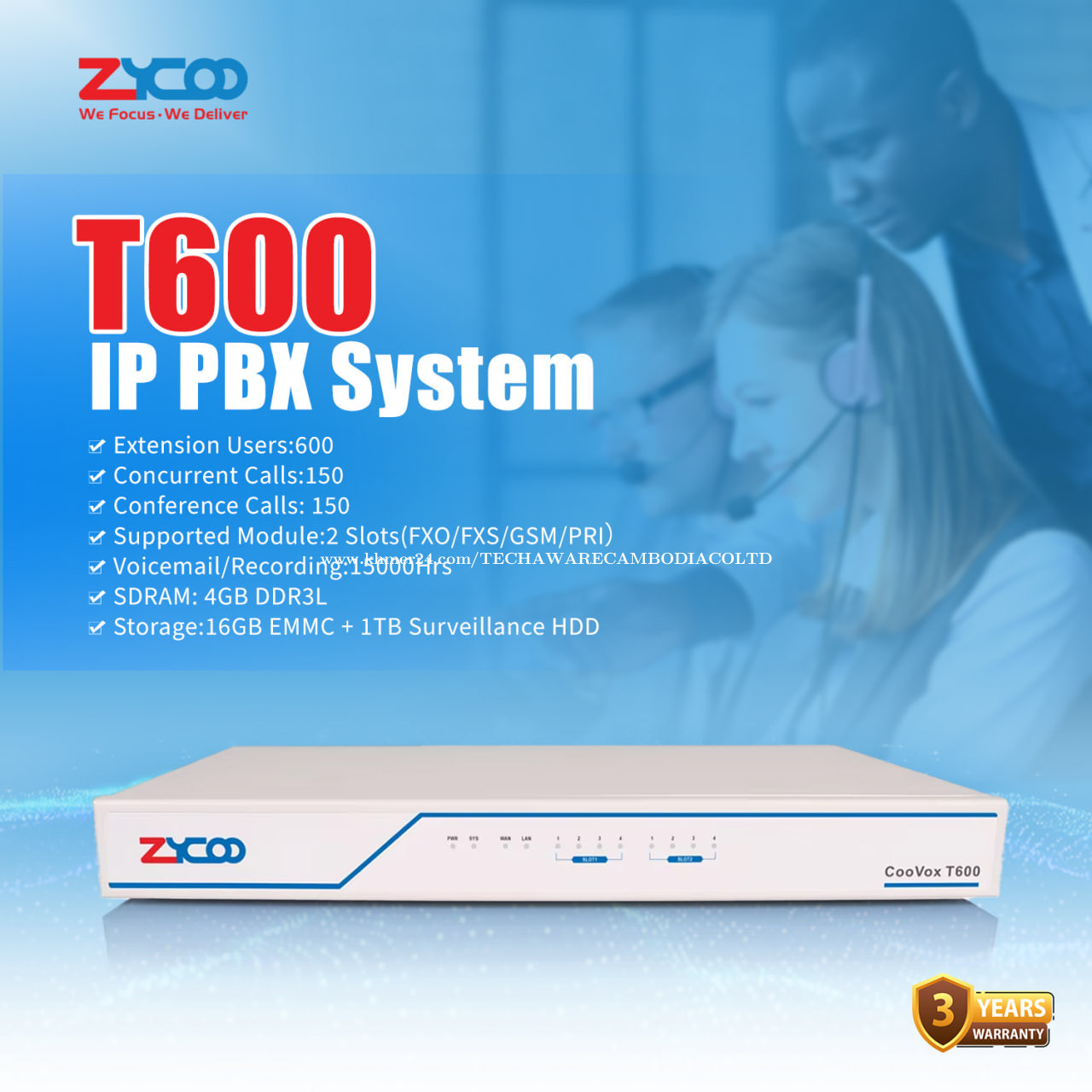 Zycoo T600 IP PBX System price $1010 in Prey Sa, Dangkao, Phnom Penh ...