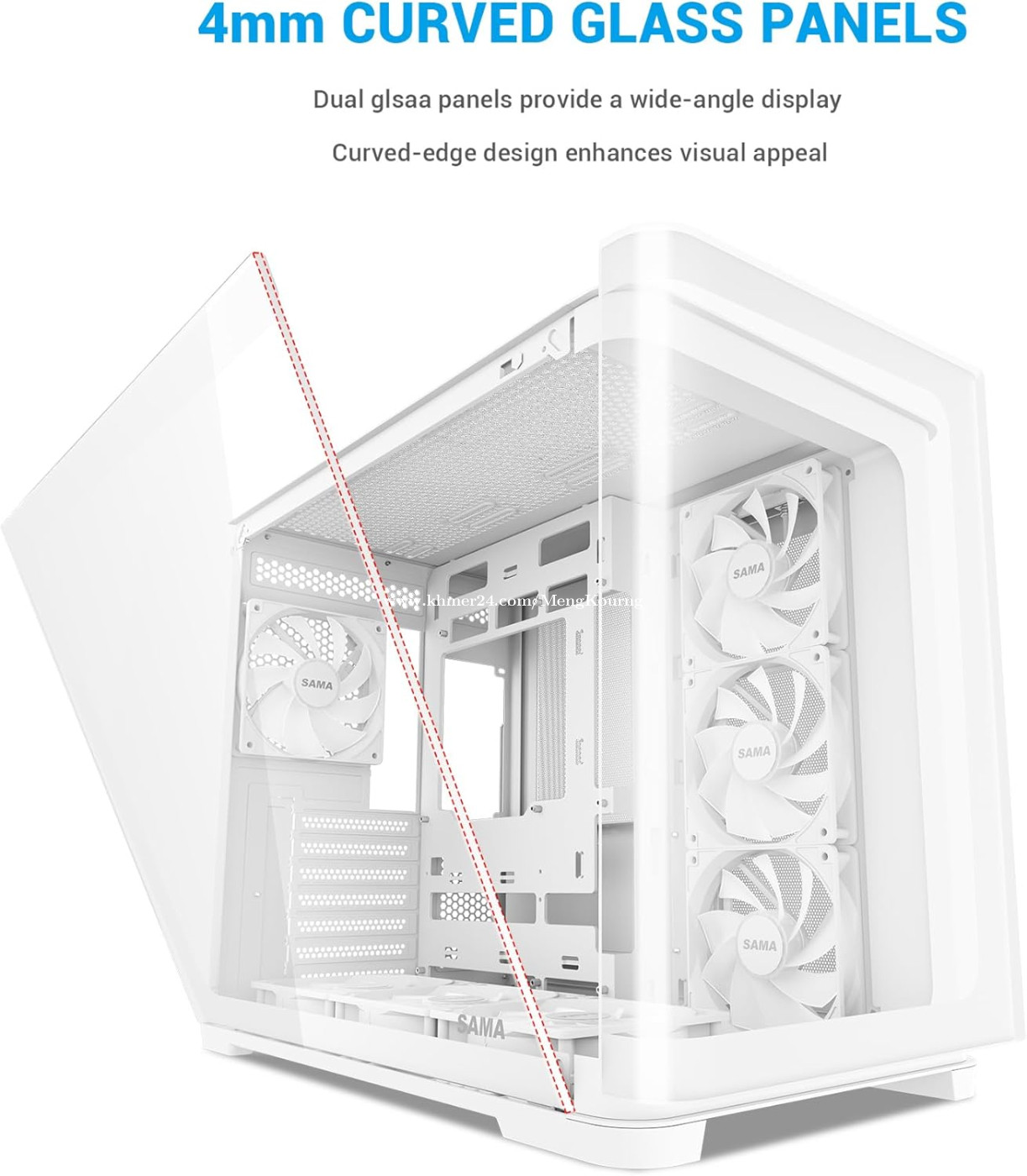 SAMA V60 Mid Tower ATX Curved Gaming Case White include 7 Fans ARGB ...