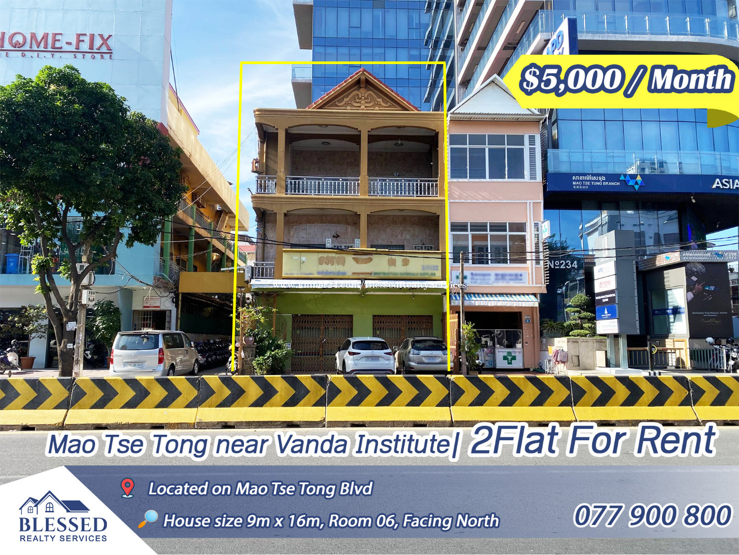 Mao Tse Tong Blvd near Vanda Institute 💥 2 Flat for Rent 💥 price $5000. ...