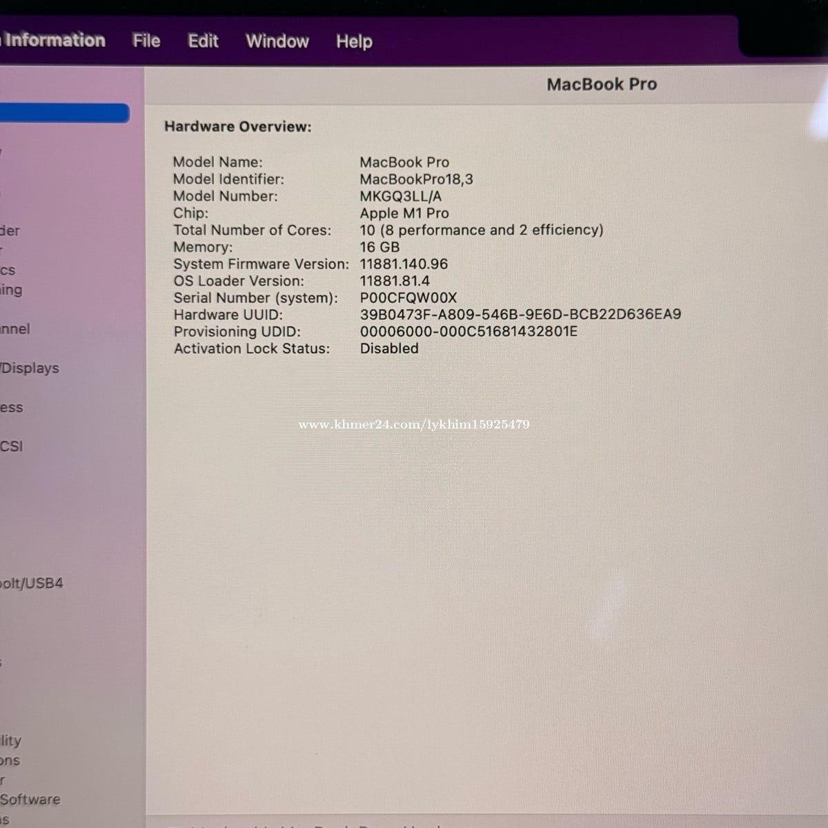 💻MacBook Pro M1 2021 16+1Tb 100% 💯 price $1010.00 in Tuol Sangkae 2 ...
