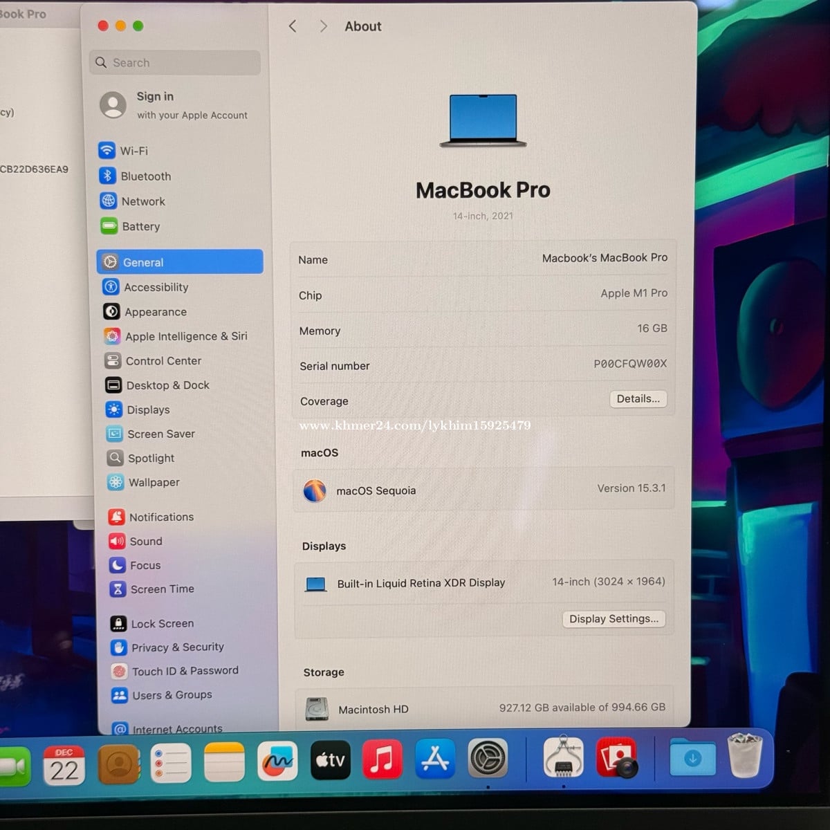 💻MacBook Pro M1 2021 16+1Tb 100% 💯 price $1010.00 in Tuol Sangkae 2 ...