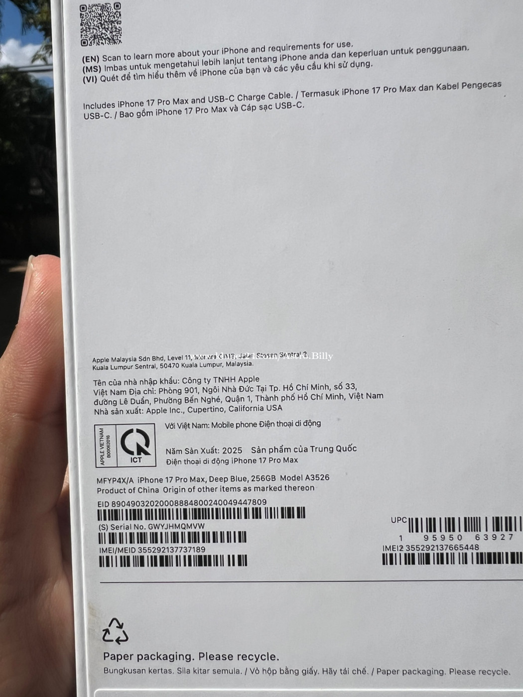 17 Pro Max X/A price $1399.00 in Boeng Kak Pir, Tuol Kouk, Phnom Penh ...