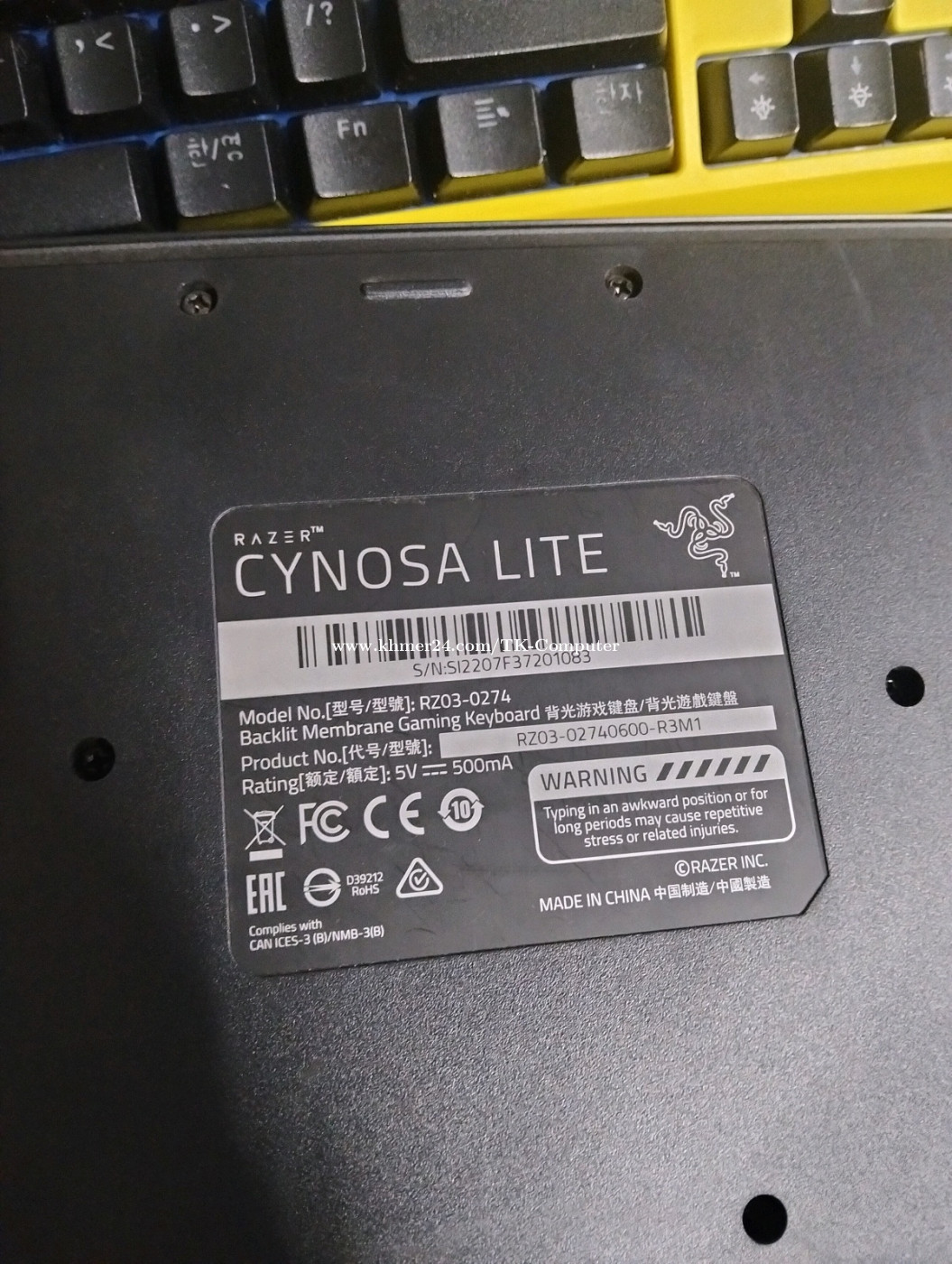 Keyboard Razer Gaming price $10.00 in Tuek L'ak Bei, Tuol Kouk, Phnom ...