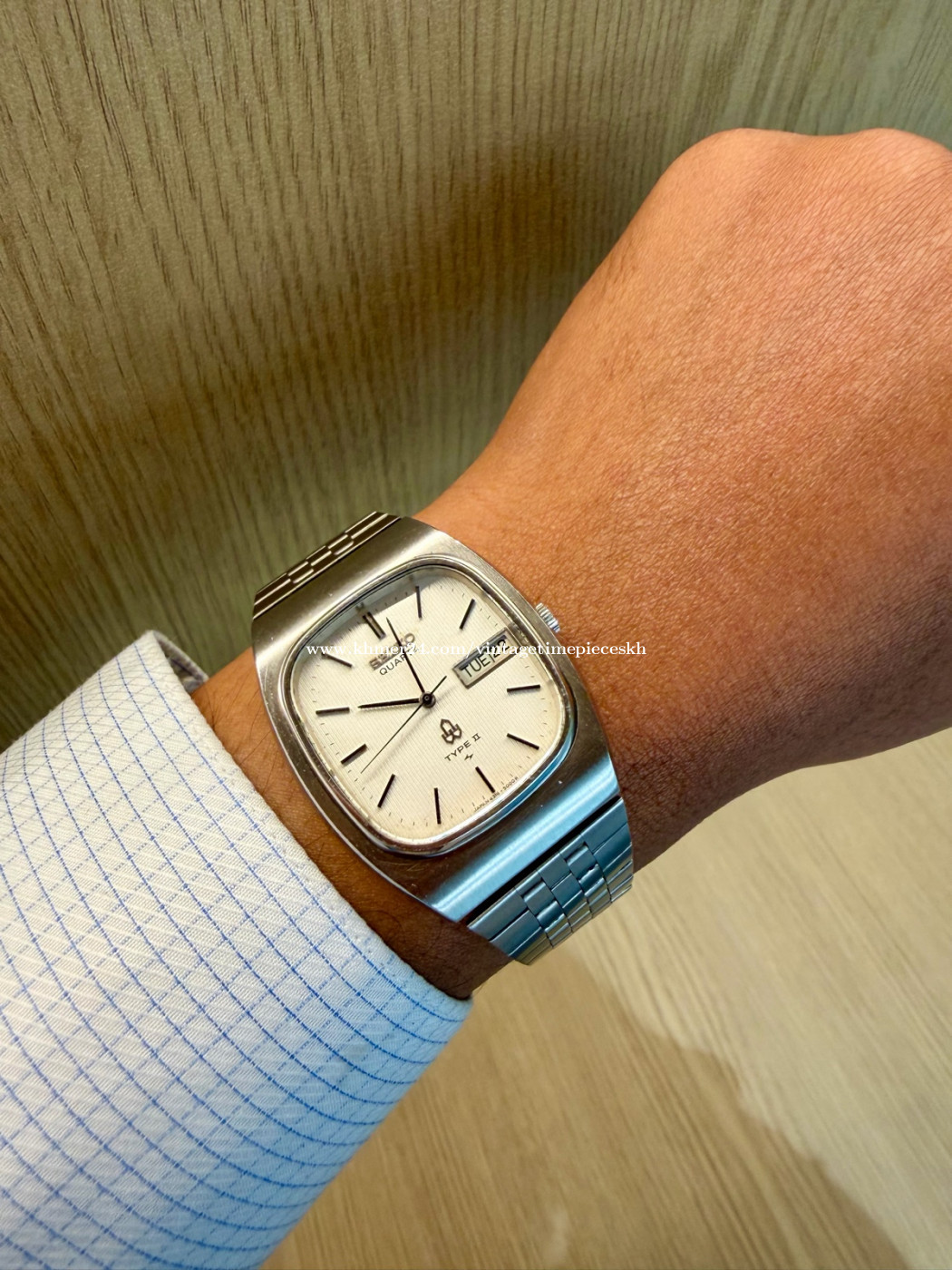 Original Rare Vintage SEIKO TYPE II Quartz Tonneau Linen White Dial JDM ...