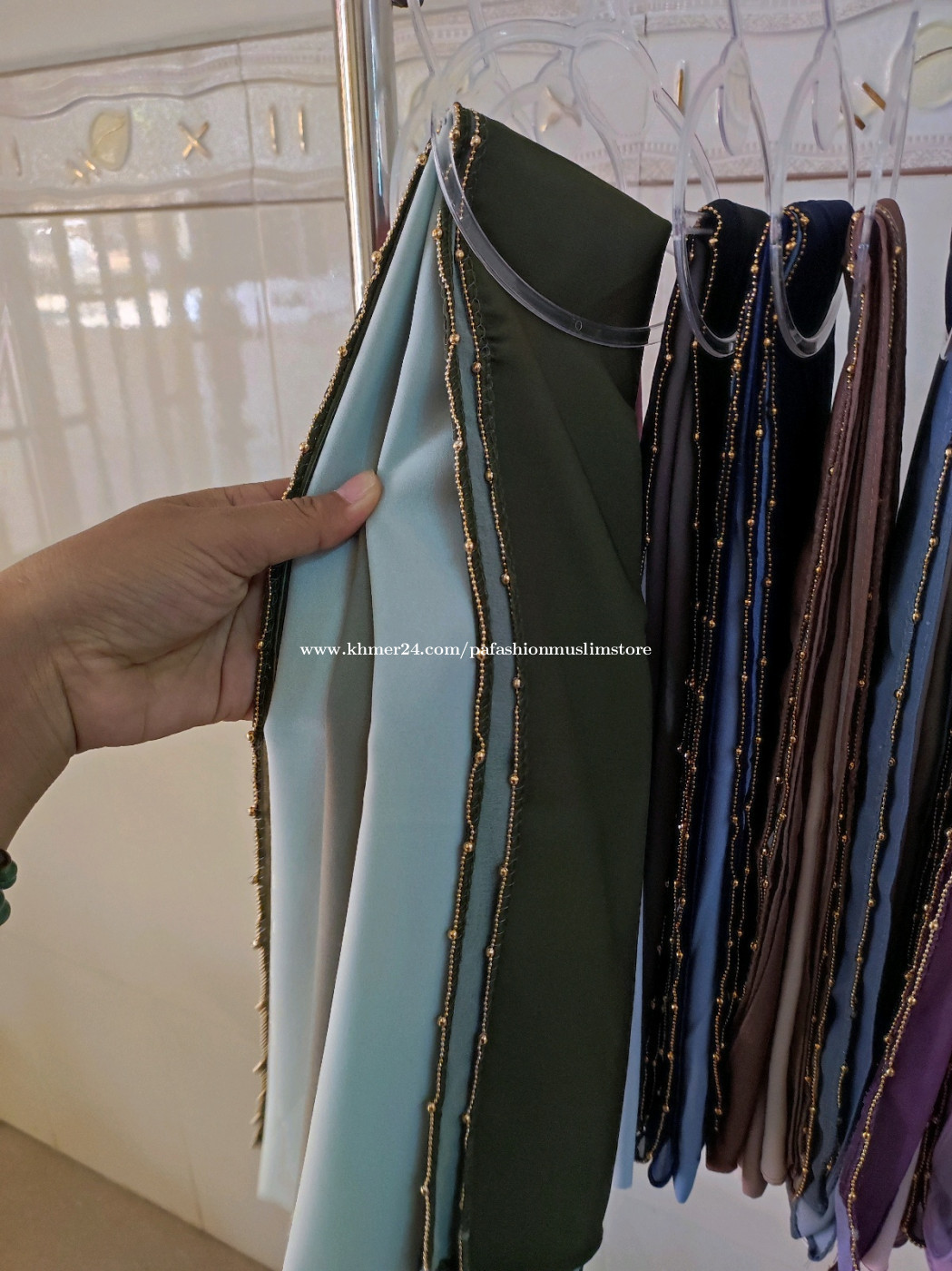 2 Tone Shawl Beads Hijabs Store in Phnom Penh price $5.00 in Chrang Chamreh Pir, Ruessei Kaev ...