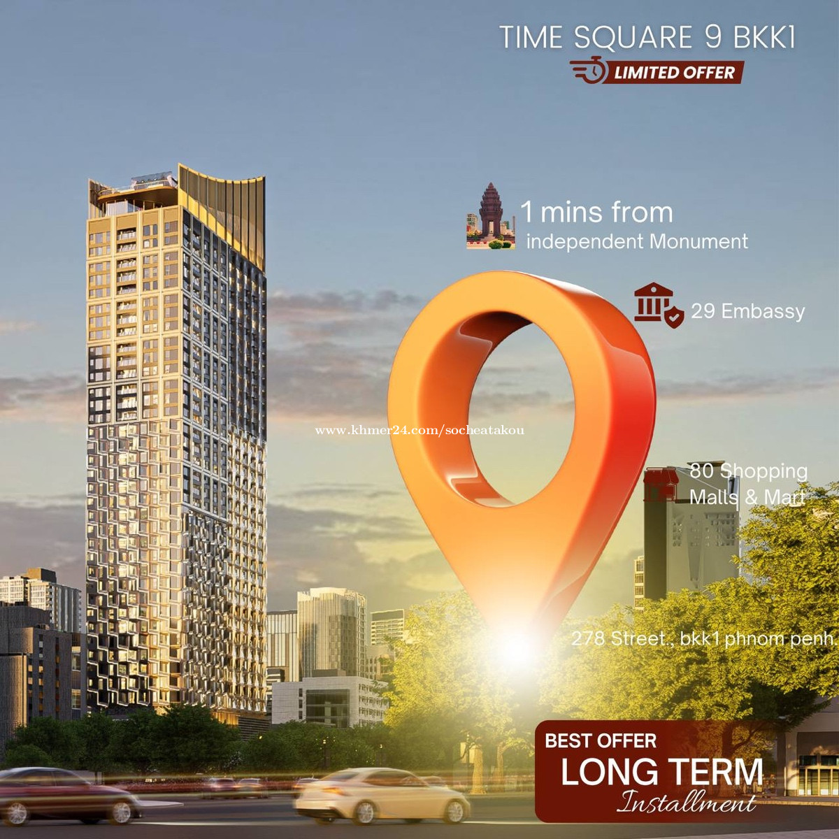 Time Square 9 in BKK1 price $100000.00 in Boeng Keng Kang Muoy, Boeng ...