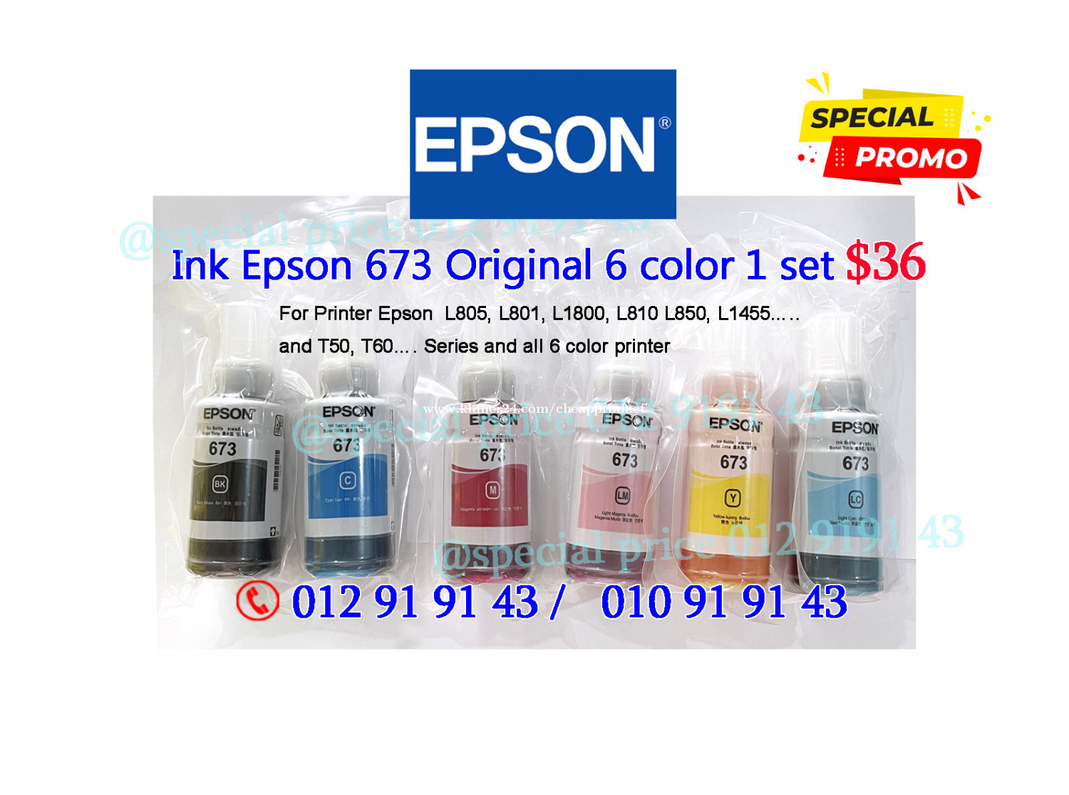Ink Epson 003 Original, L3110, L3150, L3101, 3210, 3250, L5190, L5290 ...