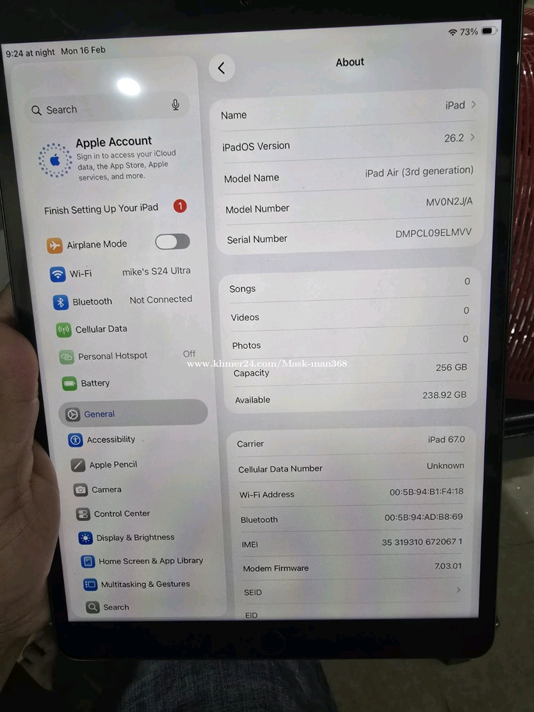 iPad air3 Sim n wifi 256G price $150.00 in Chaom Chau 1, Por Senchey ...