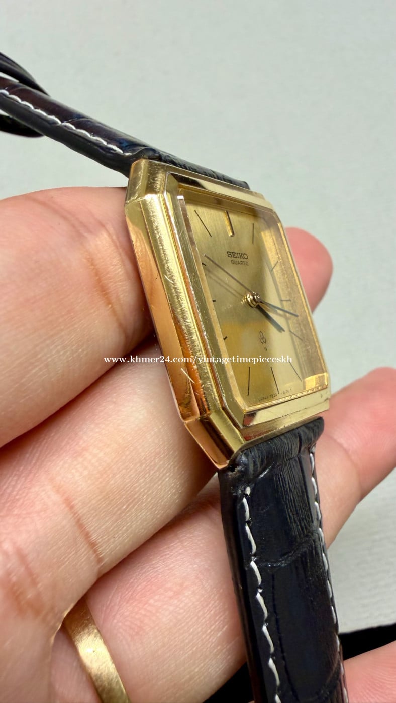 Original Ultra Rare Vintage SEIKO Quartz Tank Gold Textured Dial with ...
